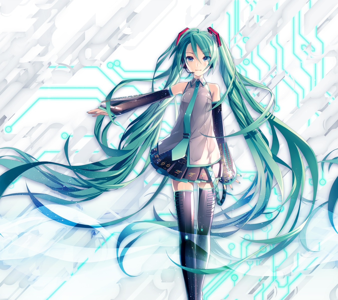 ixima vocaloid hatsune miku headphones thighhighs | #281783 | yande.re